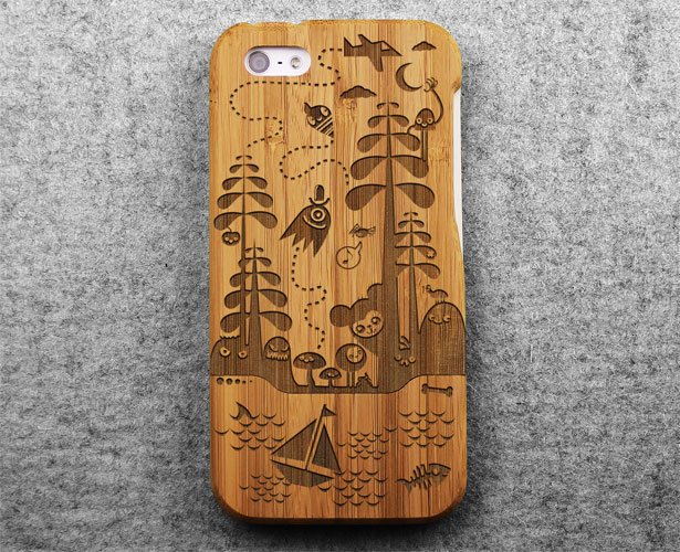 Bamboo iPhone 5 case laser engraved